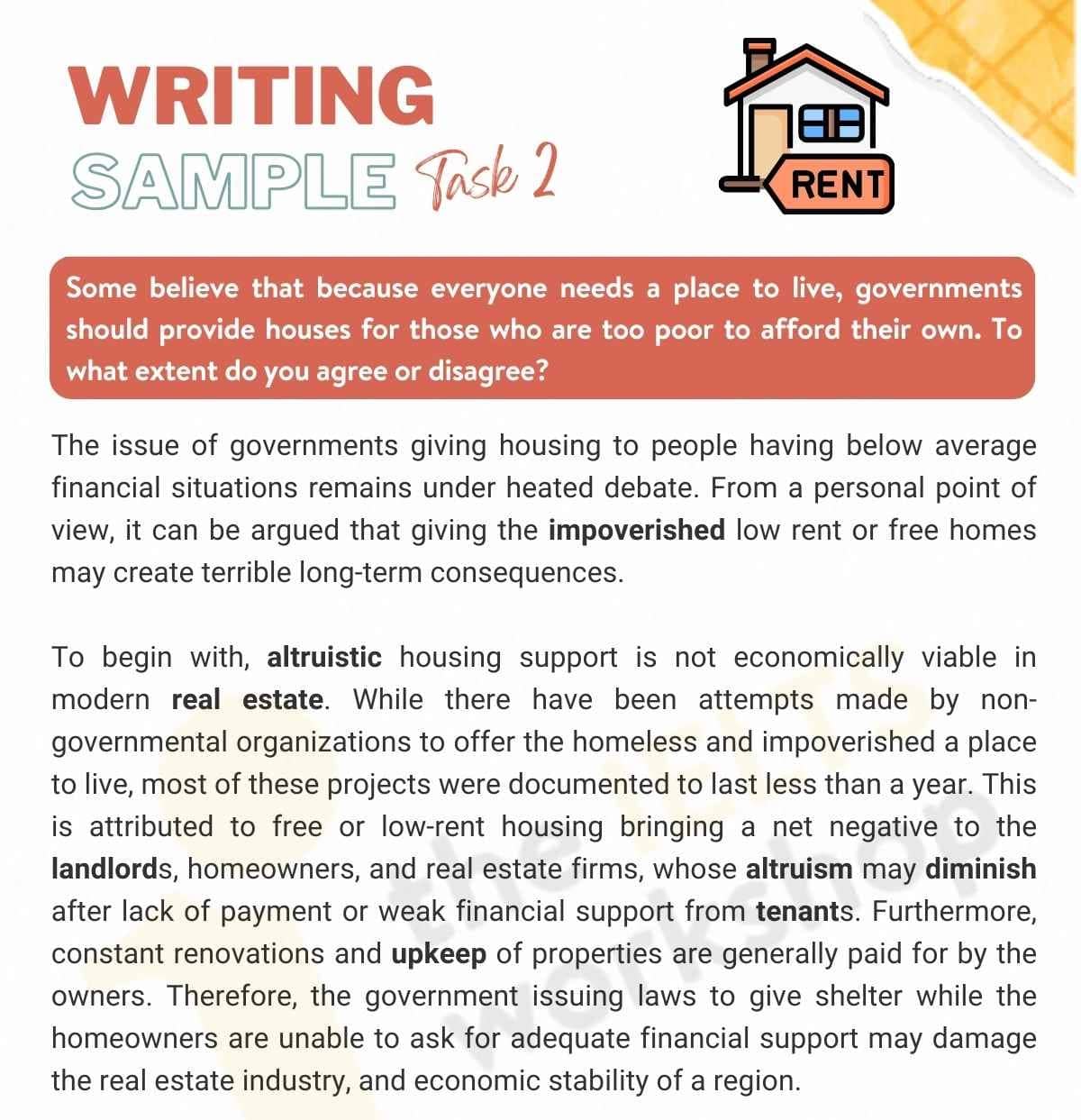 Topic: Housing for the Impoverished IELTS Writing Task 2