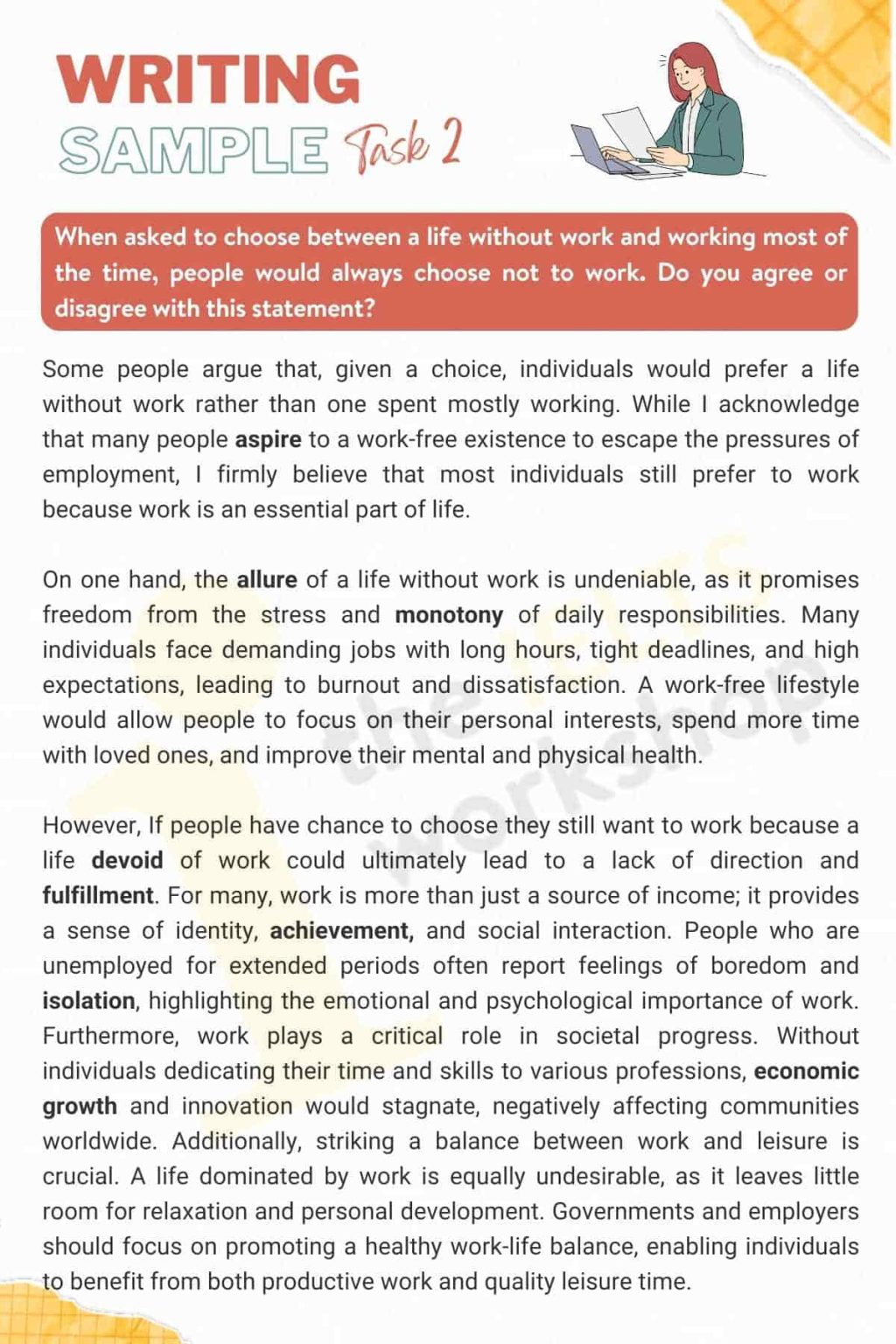 Topic: Work Life Balance IELTS Writing Task 2 | Bài mẫu + Từ vựng