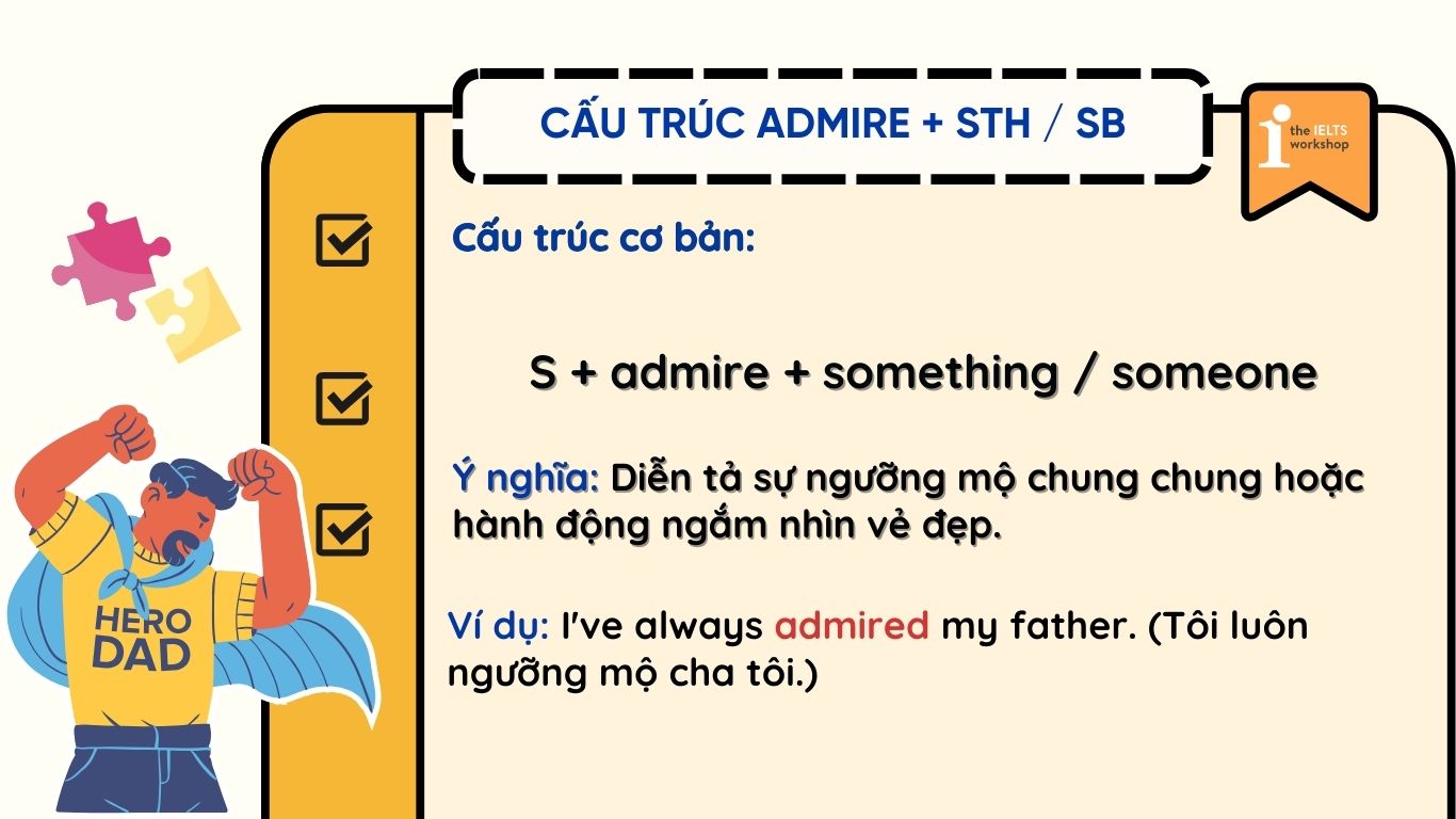 Admire đi với giới từ gì? Ý nghĩa, cấu trúc và cách dùng chuẩn